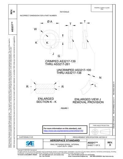 SAE AS 3217D-2025 - RING, RETAINING-SPIRAL, INTERNAL LIGHT DUTY, CRES