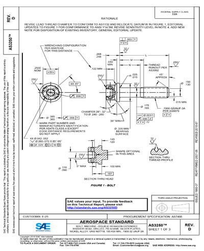 SAE AS 3250D-2018 - BOLT, MACHINE - DOUBLE HEXAGON EXTENDED WASHER HEAD ...