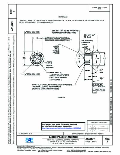 SAE AS 3554B-2015 (SAE AS3554B-2015) - NUT, SELF-LOCKING, DOUBLE ...