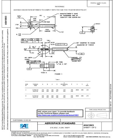 SAE AS 4108/3-1991 (SAE AS4108/3-1991) - Eye Bolt, A-286, 1000 degrees ...
