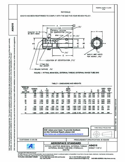 SAE AS 4215-1997 (SAE AS4215-1997) - Fitting, Adapter, Beam Seal ...