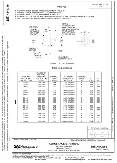 SAE AS 4228B-2008 (SAE AS4228B-2008) - Fitting, Adapter, External ...