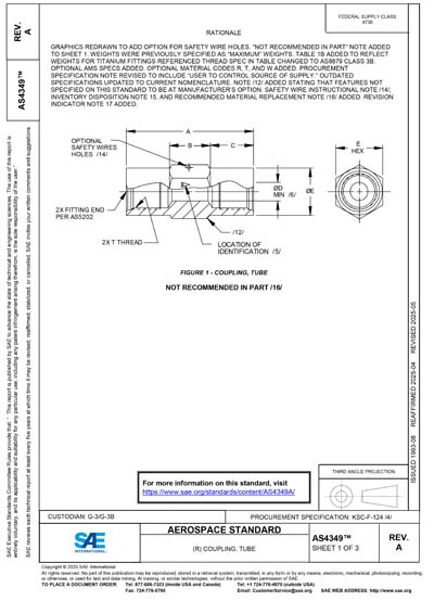 SAE AS 4349A-2025 - COUPLING, TUBE