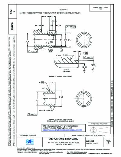 SAE AS 4458B-1996 (SAE AS4458B-1996) - Fitting End, Flareless Blunt ...