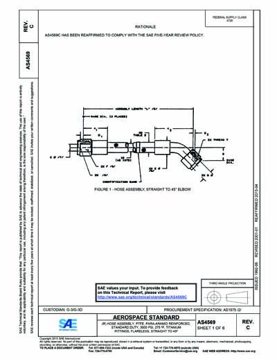 SAE AS 4569C-2001 (SAE AS4569C-2001) - Hose Assembly, PTFE, Para-Aramid ...