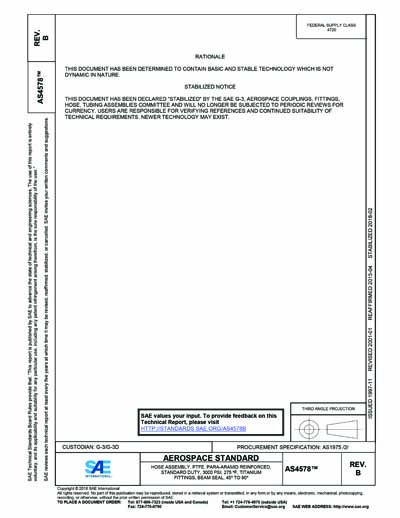 SAE AS 4578B-2018 - HOSE ASSEMBLY, PTFE, PARA-ARAMID REINFORCED ...