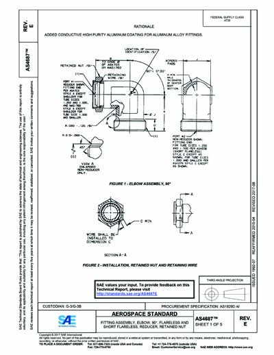 SAE AS 4687E-2017 - FITTING ASSEMBLY, ELBOW, 90°, FLARELESS AND SHORT ...