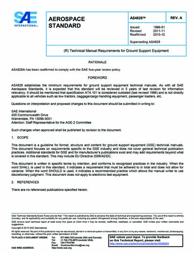 SAE AS 4828A-2011 (SAE AS4828A-2011) - Technical Manual Requirements ...