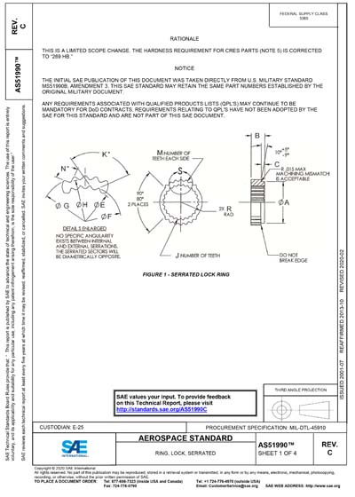SAE AS 51990C-2020 - RING, LOCK, SERRATED