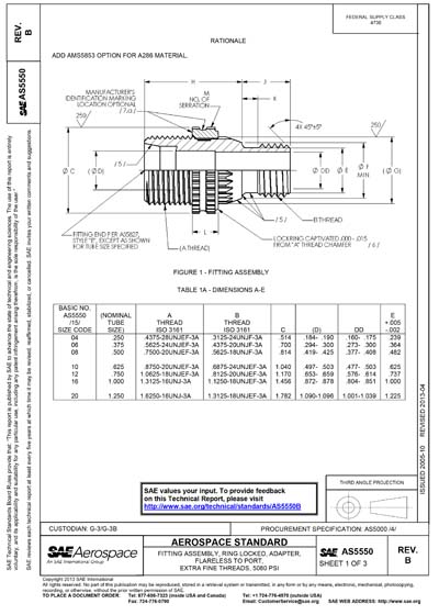 SAE AS 5550B-2013 (SAE AS5550B-2013) - Fitting Assembly, Ring Locked ...