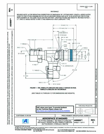 SAE AS 5808C-2015 (SAE AS5808C-2015) - FITTING ASSEMBLY, TEE FEMALE ...