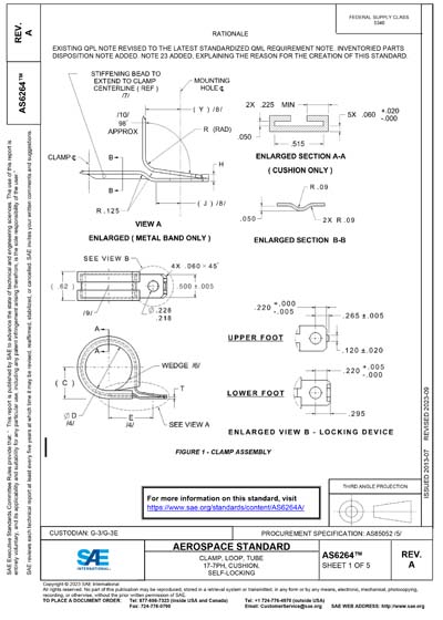 SAE AS 6264A-2023 - CLAMP, LOOP, TUBE 17-7PH, CUSHION, SELF-LOCKING