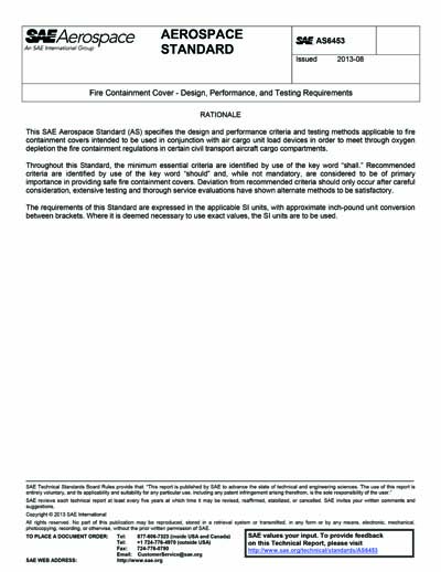 SAE AS 6453-2013 (SAE AS6453-2013) - Fire Containment Cover - Design ...