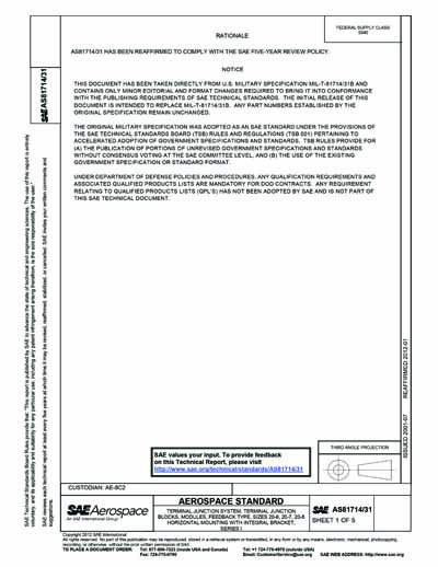 SAE AS 81714/31-2001 (SAE AS81714/31-2001) - Terminal junction system ...