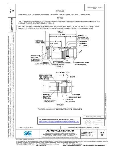 SAE AS 85049/11E-2025 - CONNECTOR ACCESSORIES, ELECTRICAL, BACKSHELL ...