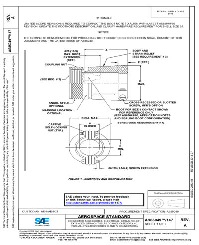 SAE AS 85049/147A-2018 - CONNECTOR ACCESSORIES, ELECTRICAL, STRAIN ...