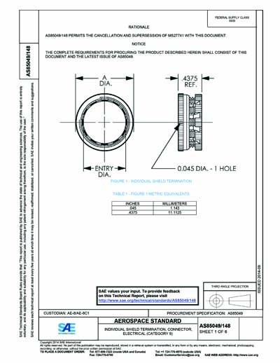 SAE AS 85049/148-2014 (SAE AS85049/148-2014) - INDIVIDUAL SHIELD ...
