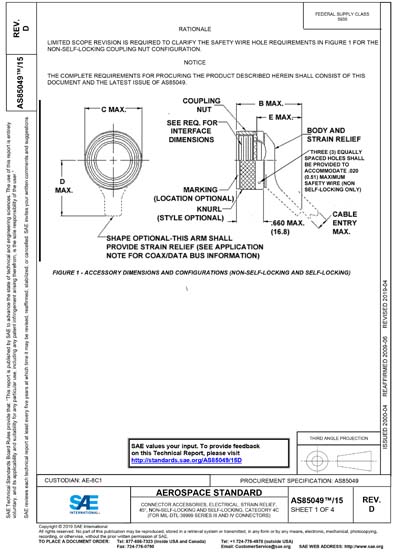 SAE AS 85049/15D-2019 - Connector Accessories, Electrical, Strain ...