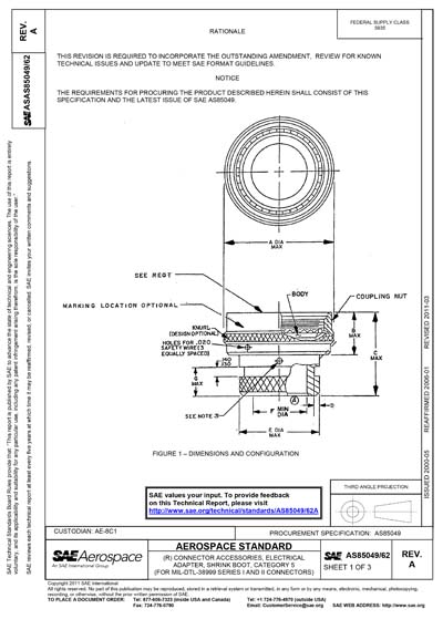 SAE AS 85049/62A-2011 (SAE AS85049/62A-2011) - Connector accessories ...