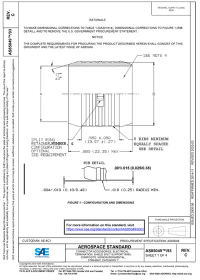 SAE AS 85049/93C-2020 - CONNECTOR ACCESSORIES, ELECTRICAL, TERMINATION ...