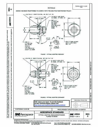 SAE AS 934C-2003 (SAE AS934C-2003) - Fitting, Adapter, Reducer/Expander ...