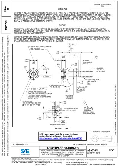 SAE AS 9574B-2016 (SAE AS9574B-2016) - BOLT, MACHINE - DOUBLE HEXAGON ...