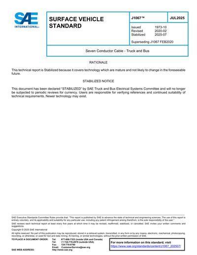 SAE J 1067-2025 - Seven Conductor Cable - Truck and Bus