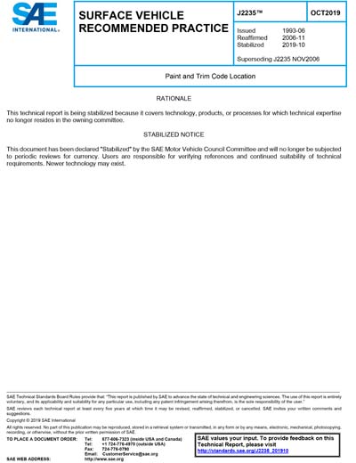SAE J 2235-2019 - Paint and Trim Code Location