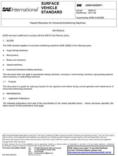SAE J 2305-2011 (SAE J2305-2011) - Hazard Reduction for Horizontal ...