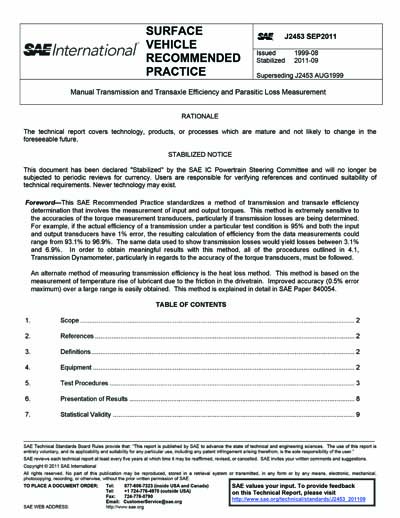 SAE J 2453-2011 (SAE J2453-2011) - Manual Transmission and Transaxle ...