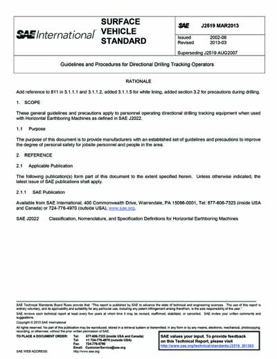 SAE J 2519-2013 (SAE J2519-2013) - Guidelines and Procedures for ...
