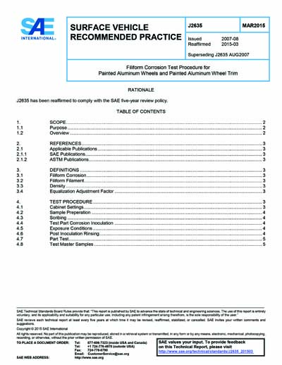 SAE J 2635-2015 (SAE J2635-2015) - Filiform Corrosion Test Procedure ...