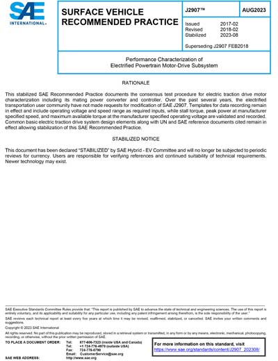 SAE J 2907-2023 - Performance Characterization of Electrified ...