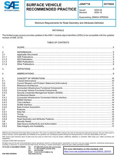 SAE J 2945-A-202410 - Minimum Requirements for Road Geometry and ...