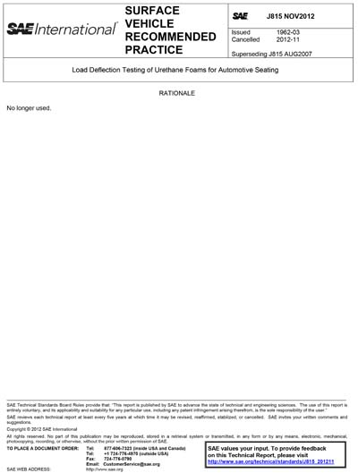 Sae J 815 2012 Sae J815 2012 Load Deflection Testing Of Urethane