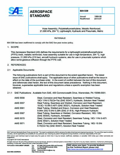 SAE MA 1339-1998 (SAE MA1339-1998) - Hose Assembly ...