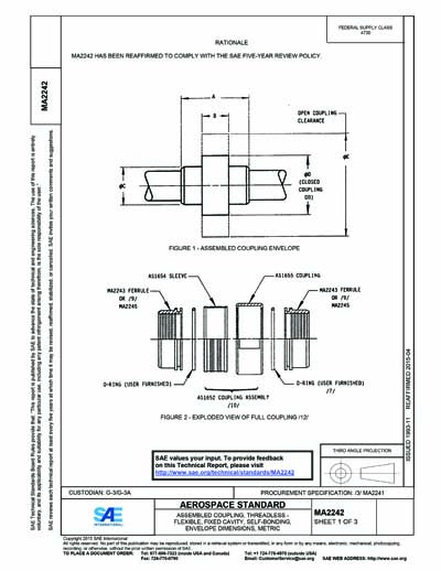 SAE MA 2242-1993 (SAE MA2242-1993) - Assembled Coupling, Threadless ...