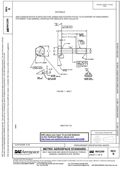 SAE MA 3289B-2009 (SAE MA3289B-2009) - Bolt, Machine-Hex, Head-PD Shank ...