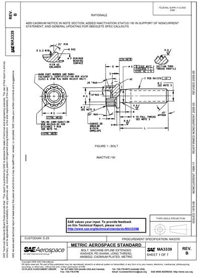 SAE MA 3339B-2009 (SAE MA3339B-2009) - Bolt, Machine-Spline Extended ...