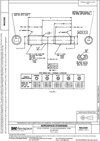 SAE MA 3389-1988 (SAE MA3389-1988) - Stud, Stepped, 2.0 Dia Engagement ...