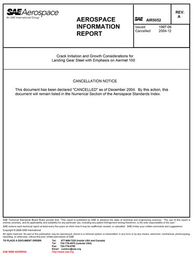 SAE AIR 5052A-1997 (SAE AIR5052A-1997) - Crack Initiation and Growth ...