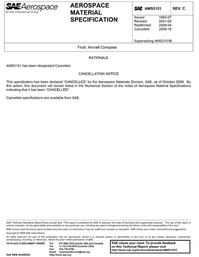 SAE AMS 3151C-2001 (SAE AMS3151C-2001) - Fluid, Aircraft Compass ...