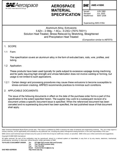 SAE AMS 4169K-2003 (SAE AMS4169K-2003) - Aluminum Alloy, Extrusions 5 ...