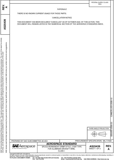 SAE AS 25439A-2000 (SAE AS25439A-2000) - Splice-Permanent Crimp Style ...