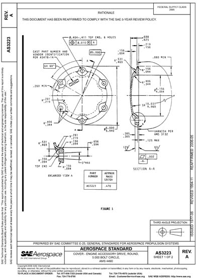 SAE AS 3223A-1994 (SAE AS3223A-1994) - Cover - Engine Accessory Drive ...