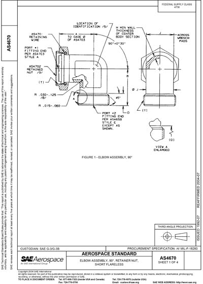 SAE AS 4670-1992 (SAE AS4670-1992) - Elbow Assembly, 90 degrees ...