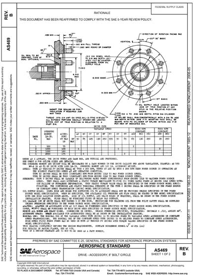 SAE AS 469B-1963 (SAE AS469B-1963) - Drive - Accessory, 8' Bolt Circle ...