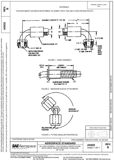 SAE AS 652B-2003 (SAE AS652B-2003) - Hose Assembly ...