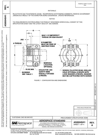 SAE AS 85049/41A-2007 (SAE AS85049/41A-2007) - Connector accessories ...