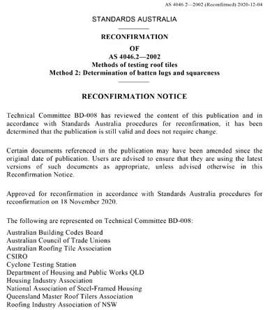 AS 4046.2-2002 (R2020) - Methods of testing roof tiles, Method 2 ...